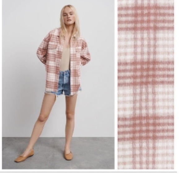 Zara | Tops | Zara Pink Flannel Shacket | Poshmark
